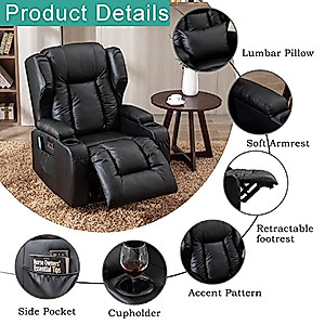 SAMERY Electric Power Recliner Chair Massage & Heating, Comfy Sleeper Chair Sofa Recliners Home Theater Seat Living Room Cup Holders/USB Ports, Lift Recliner Elderly 3HK7077BLGR Gray