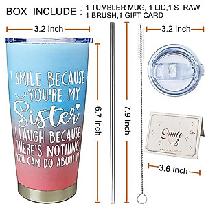 CTIGERS Funny Sister Tumbler with Lid and Straw Insulated Travel Mug Gifts for Sister from Sbling, Birthday,Christmas,Thank Giving Day,Wedding Gifts for Sister 20 oz BLACK