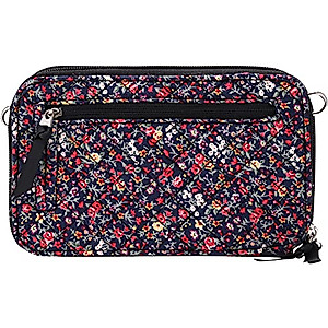 Brentano Cotton quilted double-zipper crossbody wallet purse and clutch (BABYSBREATH)