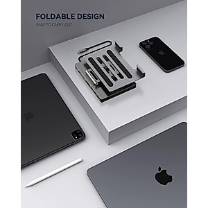 iPad Pro USB C Hub Stand, Adapter for iPad Pro M4 M2 M1 13 12.9 11 Inch iPad Air Docking Station Foldable 4K 60Hz HDMI, PD Charging, SD/TF Card Reader, 3 USB 3.0, 3.5mm Audio, iPad Dock Accessories