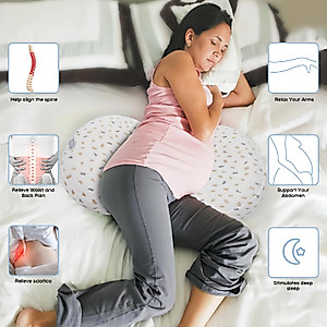 SNUGGZYMOMS Pregnancy Pillow, Bigger Size Stepped Wedge Maternity Pillow for Pregnant Women, with Adjustable & Detachable & Washable Pillow Cover, Support Cushion for Belly, Back, Legs, HIPS