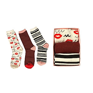 Kate Spade 3 Pack Heart Trouser Socks, Posy Red