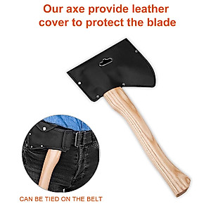 Camping Axe, 15inch Outdoor Hatchet Chopping Axe for Wood Splitting and Kindling, Camping Outdoor Hatchet Gardening Hand Tools with Sheath(Black)
