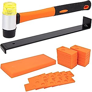 Laminate Flooring Tools Installation Kit, Vinyl Plank Flooring Installation Kit,Vinyl Flooring Tools Kit Included Handle Mallet, Pull Bar,Tapping Block and 40pc Spacers