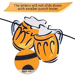 Happy Birthday Banner, Felt Birthday Banner Black Birthday Banner with Beer Mugs Happy Birthday Decorations for Men Women Pre-Strung Happy Birthday Banner