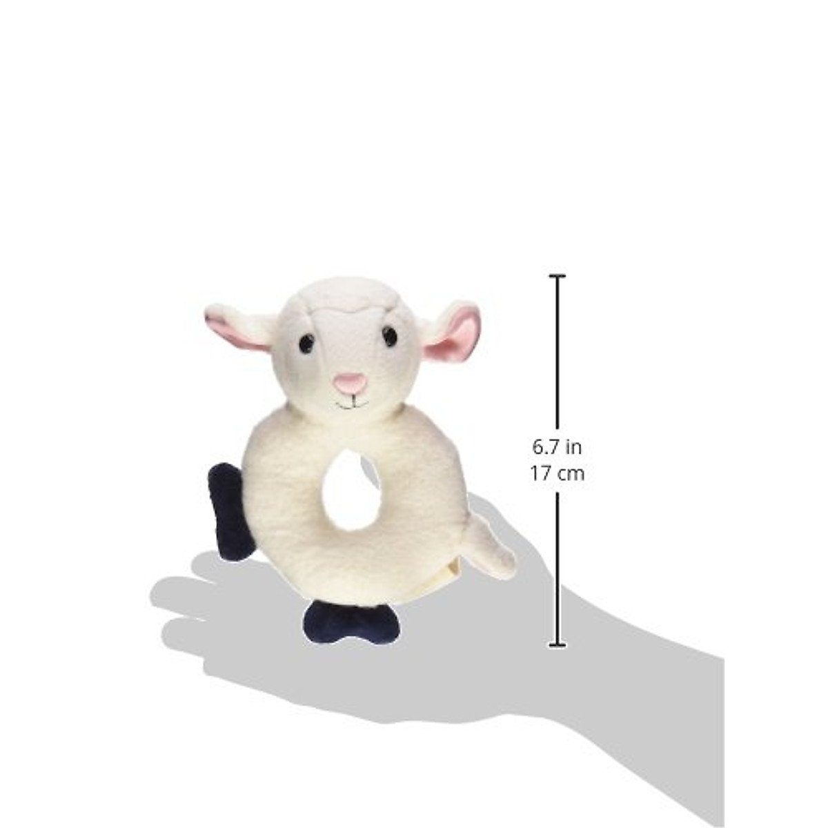 Apple Park Lamby Soft Teething Ring Baby Toy - Hypoallergenic, 100% Organic Cotton