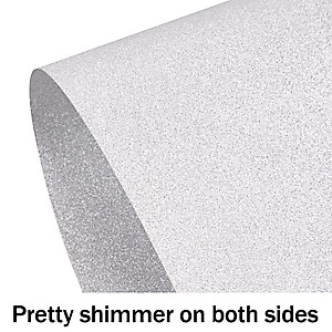 100 Sheets Silver Glitter Cardstock 8.5x11 Double-Sided, Goefun 80lb No-Shed Shimmer Glitter Paper for Scrapbook, Birthday, Wedding Party, Decorations (Not Suitable for Printing)