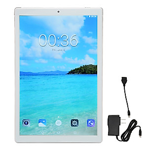 DAUERHAFT 10.1 Inch HD Tablet, Front 5MP, Rear 8MP, US Plug, 100‑240V, 6000mAh, Fast Charge for Study and Work (Silver)