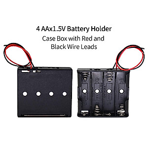 AA Battery Holder Bundle Case Back Cover Connector Storage Box with Cord Bare Leads Wire AA 1.5V Battery Holder, 2pcs Single, 2pcs 2 Slots,2pcs 3 Slots, 2pcs 4 Slots 6 Volt Spring Clip,(8-Pack).