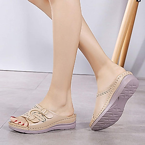 justHIGH Women's Slip on Flat Slide Sandals with Arch Support Lightweight Waterproof Outdoor/Indoor Lightweight Sandals