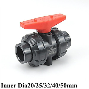 FUDGIO 1Pcs Inner Dia.20~50mm PVC Ball Valve Aquarium Garden Home Water Supply Pipe Connector Fish Tank Tube Fittings 2 Way Valve