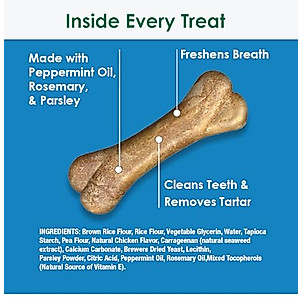 Bonies Breath and Dental Formula Treats for Dogs, All-Natural Ingredients, Fresh Breath, Cleans Teeth, Low Calories, Chicken Flavor - Medium, 8 Bones, 11.45-oz