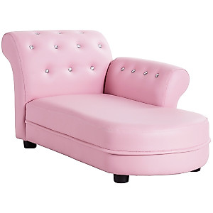 Costzon Kids Couch, 2 in 1 Princess Double Seat Children's Sofa w/PU Leather Surface, Toddler Armrest Chair for Kids Room, Soft Kids Sofa Couch Toy Baby Boys Girls 3-5 Old Birthday