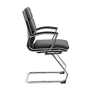 Boss Office Products Executive Mid Back CaressoftPlus Chair with Metal Chrome Finish in Black