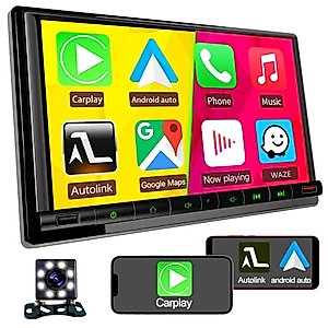 1280x720 HD Non-Glare Touch Screen Car Stereo with 30 Segment EQ,7 Inch Double Din Stereo for Apple Carplay & Android Auto with Bluetooth 5.2,Car Radio with Backup Camera, Mirror Link/SWC/FM/AM