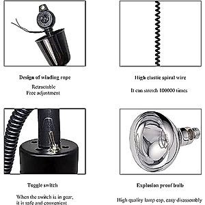 LINKANRUO Hanging Food Heat Lamp, Food Warmer Lamp 250W, Commercial Food Warmer Lights Adjustable, Buffet Heating Lamp for Restaurant Buffet Kitchen Pizza Warmer Lamps(1 Pack)