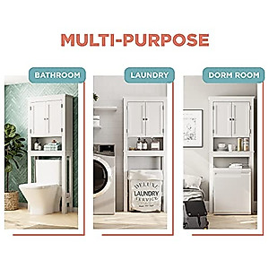 Zenna Home Custom Suite Over the Toilet Storage, 2-Door Bathroom Spacesaver, Cabinet with 3 Tiers of Storage, White
