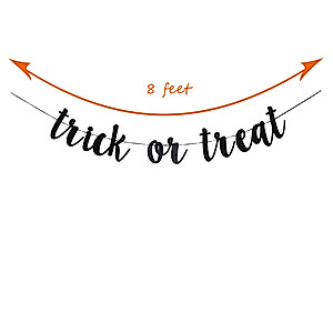 StarsGarden Trick or Treat Burlap Banner Halloween Party Decorations Halloween Black Jute Burlap Garland Mantel Fireplace Wall Hanging for Halloween Party Decor Haunted House Decorations