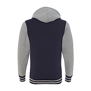 Independent Trading Co. - Heavyweight Varsity Full-Zip Hooded Sweatshirt - IND45UVZ - S - Classic Navy/Gunmetal Heather