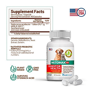 Imagilin Technology, LLC MitoMax-Premium probiotics for Dogs and Cats, 40 Capsules per Bottle