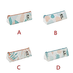 IEasⓄn Office & Stationery,Students 4 Seasons Triangle Pencil Case General Cosmetic Bag Makeup Pouch Pencils Box IE-NN2305 (White-d)