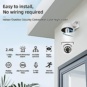 QAMY Optapower Light Bulb Security Camera,With Extension Link, Light Bulb Camera, 2.4g Wifi 360° PTZ Screw In Camera Light Socket Outdoor Works With Alexa & Google Assistant,Light Bulb Camera Outdoor