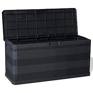 vidaXL Outdoor Storage, Deck Box with Lid, Patio Cabinet, Storage Chest for Outdoor Cushions Throw Pillows Garden Tools Pool Supplies, Black