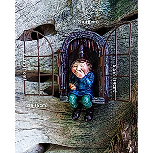 Gnome Tree Decorations Outdoor, Tree Stump Decor, 5.5 Inch Gnomes Garden Decorations, Elf Out The Door Tree Hugger, Funny Back Yard Decor, Garden Peeker Yard Art (Women)