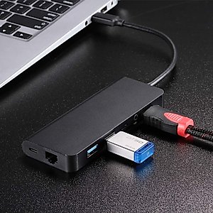 Jiali USB-C 4K Hub Converter Type-c Turn hdmi Gigabit Network Card Multi-Function Converter HDMI+RJ45+PD+Audio+USB3.02+SD+TF Eight-in-one Expansion Dock Multi-Function HUB(Silver Gray)
