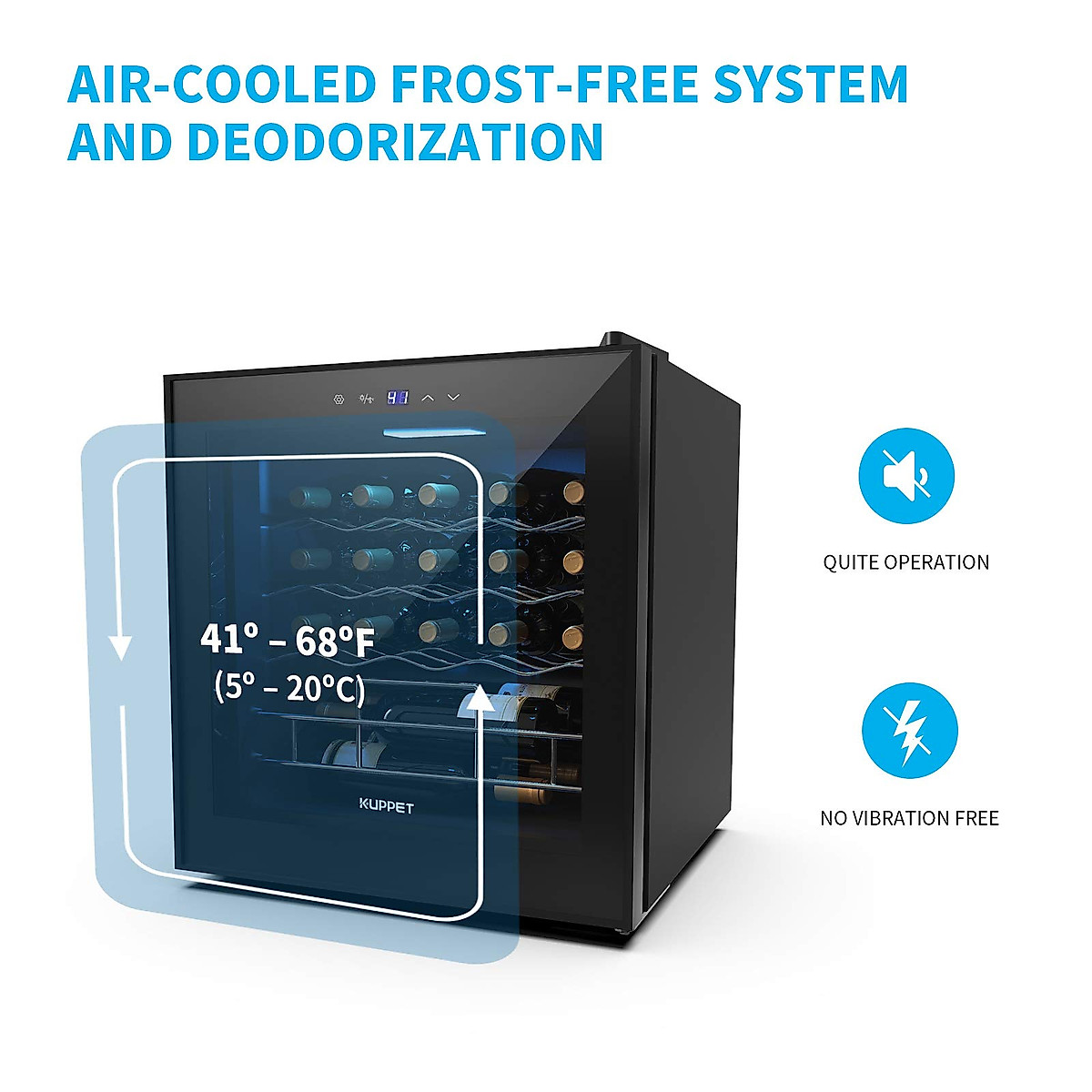 KUPPET 19 Bottles Wine Cooler/Fridge Beverage Refrigerator Small Mini Red & White Wine Cellar Beer Soda.Digital Temperature Display, Double-layer Glass Door, Quiet Operation Compressor