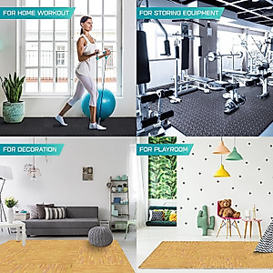 Yes4All Interlocking Floor Mats with Border – Foam, Gym Floor Mats with EVA Interlocking Tiles (12 Square Feet – Oak Wood Light – 12 Tiles)