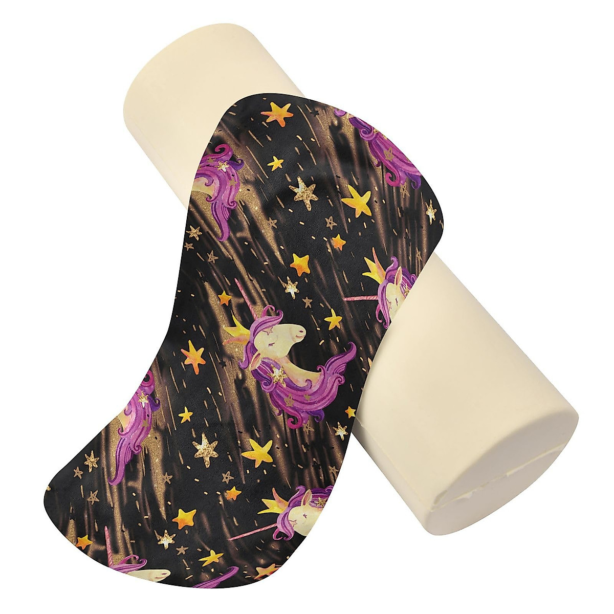 Unicorn Shine Star Neck Support Pillow Round Neck Roll Bolster Cylinder Pillow Cervical Pillows Body Pillow for Leg Knee Back Head Support for Work Women Men Traveling Headrest