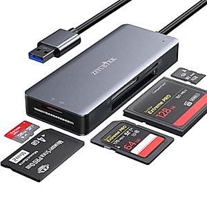 CF Card Reader,USB 3.0 to Compact Flash Memory Card Reader Adapter 5Gbps Read 5 Cards Simultaneously for SDXC, SDHC, SD, Micro SDXC, Micro SD, Micro SDHC, M2, MS, CF and UHS-I Card (Grey)