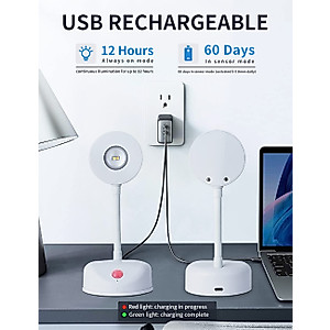 GARTO Spotlight Battery Operated, Motion Sensor Picture Light LED Cat-Eye Bulb Wall Sconce, Stick on Display Accent Lighting Dimmable 360° Rotation Rechargeable for Paintings (White, 1Pack)