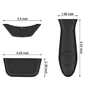 Emoly Silicone Hot Handle Holder, 3 Pack Pot Holders Cover Rubber Hot Resistant Non Slip Pot Holder Sleeves for Cast Iron Skillets Metal Frying Pans Aluminum Cookware Handles (Black)