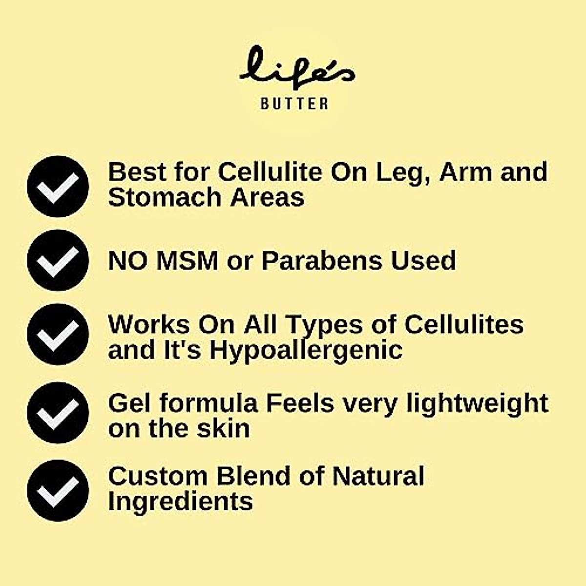 Life’s Butter Anti-Cellulite Cream with Coenzyme Q10, L-Carnitine and Coconut Oil | Skin Smoothening Natural Product | Skin Firming Lotion Cellulite Remover Treatment | 6 fl oz