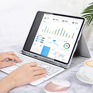 Backlit Keyboard Case and Mouse Compatible with iPad Pro 12.9 2020/2018, Detachable Keyboard US Layout with Mice & Cover for iPad Pro 12.9 4th Gen./3rd Gen, Rose Gold