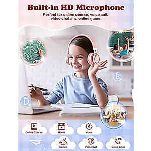 Kids Bluetooth Headphones- Kids Headphones Wireless of 22H Playtime with Mic, Steoro Sound, Bluetooth 5.0, Foldable, Rechargable On-Ear Kids Headsets for Children Study Tablet Airplane Travel, 2pack