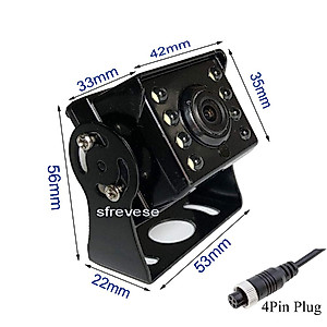 Vehicle Backup Rear View Reverse Parking Car Camera 8 LED IP69 Waterproof Night Vision HD AHD 1080P Rear Camera + 4 Pin 15m Video Cable for Bus Trailer RV Camper Truck Van 12V-24V