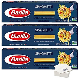 Barilla Pasta, Spaghetti, 16 Ounce, Pack of 3 with Bay Area Marketplace Napkins