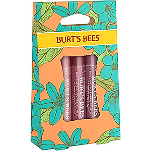 Burt's Bees Lip Balm Easter Basket Stuffers, 3 Nourishing Lip Care Shimmers for All Day Glow, Kissable Color Spring Gift Set -Peony, Fig & Rhubarb (Packaging May Vary)