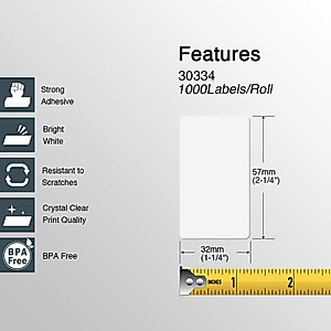 BETCKEY - Compatible DYMO 30334 (2-1/4" x 1-1/4") Medium Multipurpose Barcode/FNSKU/UPC/FBA Labels - Compatible with Rollo, DYMO Labelwriter 450, 4XL & Zebra Desktop Printers[10 Rolls/10000 Labels]