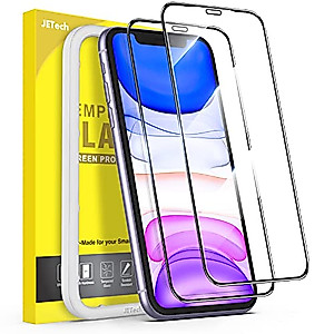 JETech Shatterproof Screen Protector for iPhone 11/iPhone XR 6.1-Inch, Full Coverage Military Grade Diamond Hard Tempered Glass Film with Easy Installation Tool, 2-Pack