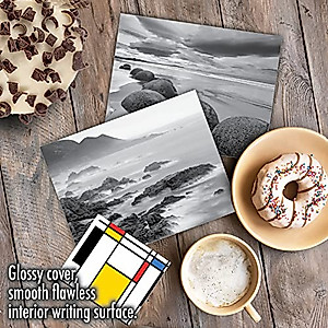 The Best Card Company - 10 Blank Note Cards with Envelopes (4 x 5.12 Inch) - Black & White Photos, Bulk Boxed Set - On the Rocks M3309