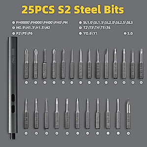 deli Electric Precision Screwdriver, 24 in 1 Mini Screwdriver Set with Magnetic Precision Bits, Repair Tool Set for Phone Camera Laptop Watch and Electronics.