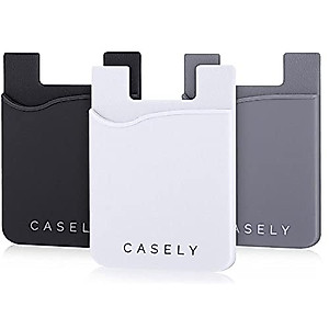 Casely White Silicone Wallet | Holds Up to 4 Cards, Universal Size, Strong Adhesive, Remove and Reuse, Smooth and Flexible