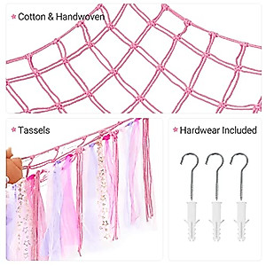 Over The Door Organizer with 4 Pockets and Stuffed Animal Hammock Hanging Organizers Toy Storage Boho Nursery Decor for Kid Playroom Bedroom