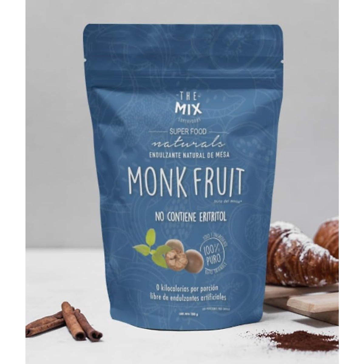 THE MIX SUPERFOODS - MONK FRUIT 100% PURE - Monk Fruit Without erythritol - Suitable for diabetics - 10 times sweeter than sugar - 3.5 oz (100 g)