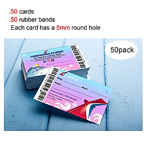 Cruising Rubber Duck Tags, Duck Tags, Carnival Cruising Line Gold Sailing Card, Duck Duck Tags, Ducking Game Cards, 50 Pack, 3.5 x 2 inches, with Hole and Rubber Bands (Cruise Tags 7FDC223)