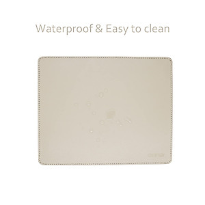 KINOPREV Leather Mouse Pad - Wood Mouse Pad with Stitched Edge,PU Non-Slip Mouse Pad,Double Side Mousepad,Waterproof Gaming Mouse Pad for Computers,Laptop,Office & Home,10.2" x 8.3",1 Pack (Beige)